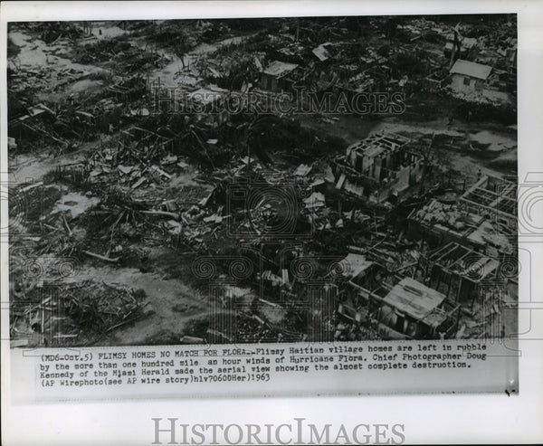 1963 Press Photo Haitian village homes destroyed by Hurricane Flora ...