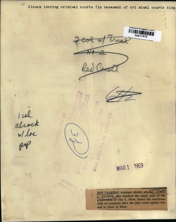 1969 Press Photo Assistant District Attorney James Alcock loses Shaw ...