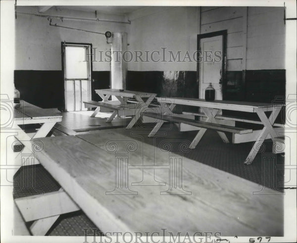 1967 Press Photo Prisons - Picnic Tables at Camp H in Dining Area ...