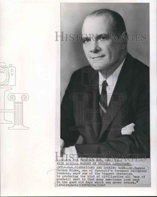 1963 Press Photo Dr. Eugene Carson Blake, a religious leader, discusses ...