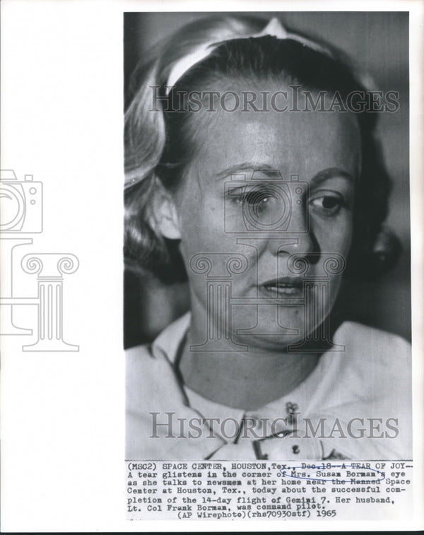 1965 Press Photo Susan Borman, wife of Gemini 7 pilot Lt. Col. Frank ...
