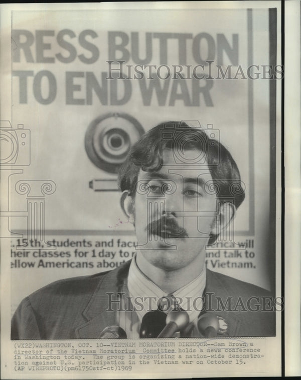 1969 Press Photo Sam Brown, director of Vietnam Moratorium Committee ...