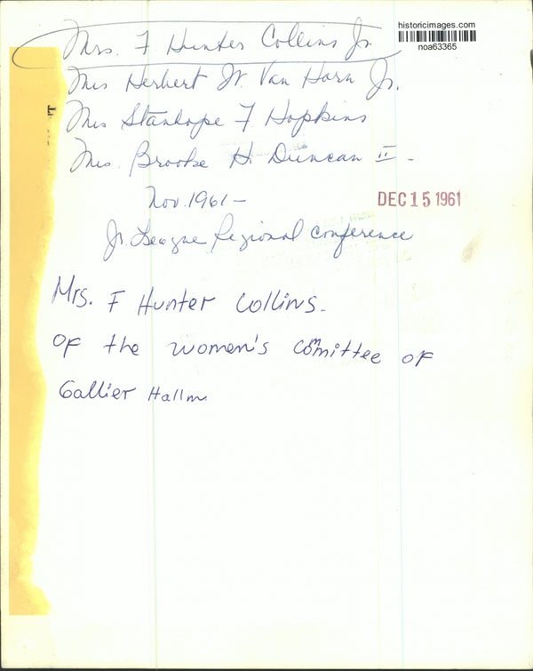 1961 Press Photo Mrs. F. Hunter Collins, Jr. League Regional Conference ...