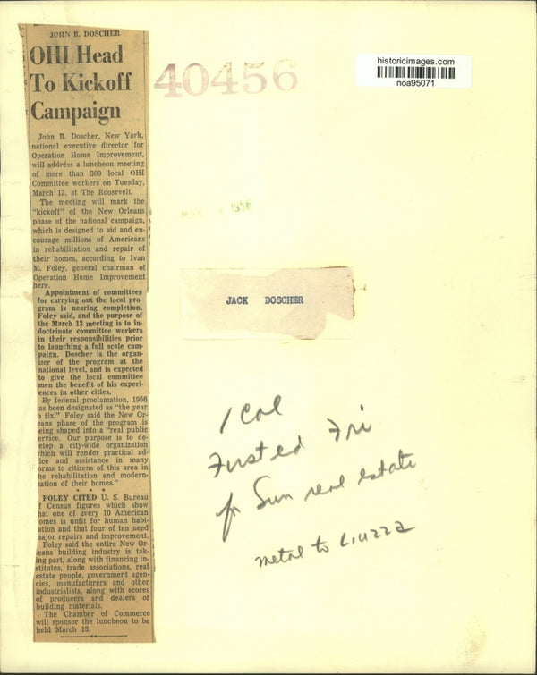 1958 Press Photo Jack Doscher, executive director, Operation home ...