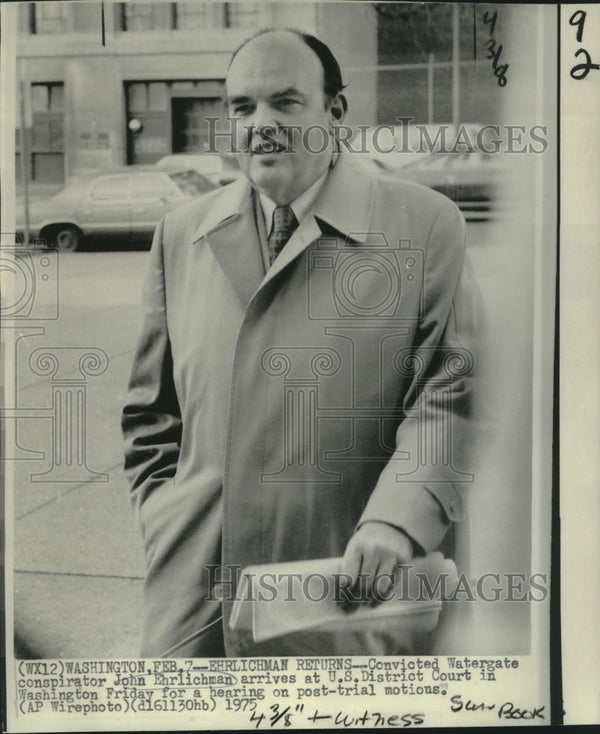 1975 Press Photo Watergate conspirator John Ehrlichman at U.S. District ...