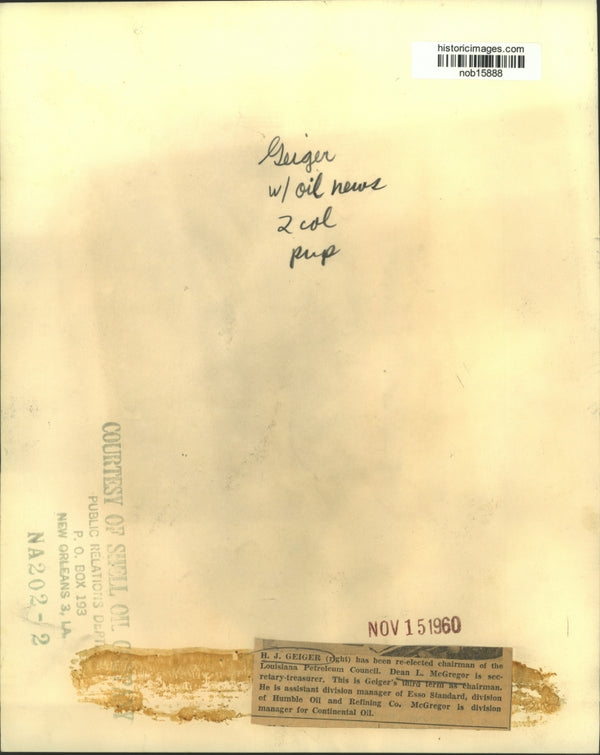 1960 Press Photo H.J. Geiger and Dean McGregor of Louisiana Petroleum ...