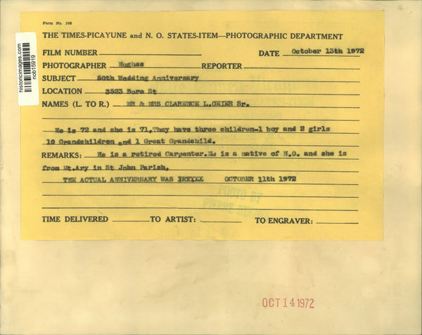 1972 Press Photo Mr. & Mrs. Clarece L. Geier Sr.'s 50th Wedding ...