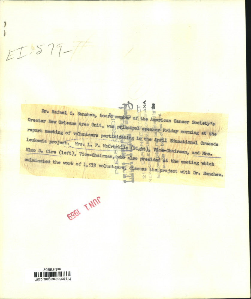 1959 Press Photo Volunteers in April Educational Crusade leukemia ...