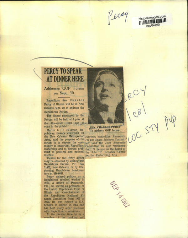 1967 Press Photo Republican Senator Charles H. Percy, Illinois ...