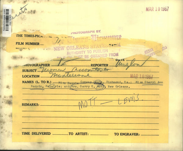 1967 Press Photo Bessie Lewis, Cheryl Naquin, and Mrs. Gerry Mott ...