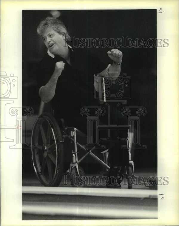 1990 Press Photo Bowler Ken Pullen Cheers After Picking Up Spare from ...