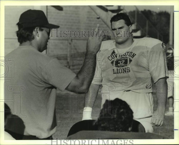 1990 Press Photo Covington High School - Brian Sharp and Football Coach ...