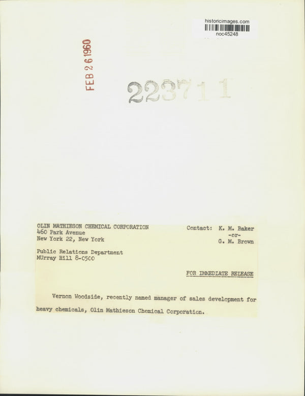 1960 Press Photo Olin Mathieson Chemical sales development Vernon ...