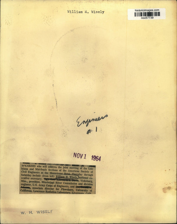 1964 Press Photo William H. Wisely, American Society of Civil Engineers ...