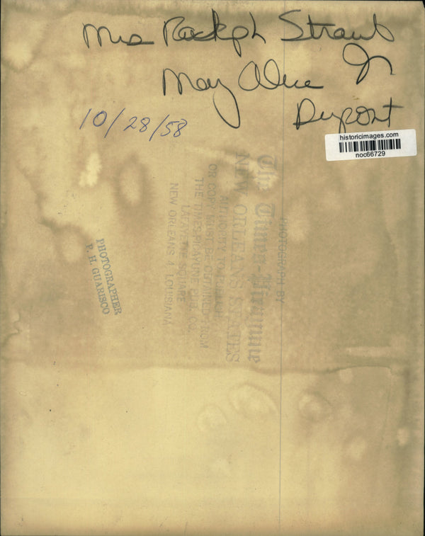 1958 Press Photo Mrs. Ralph Straub, May Alice Dupont - noc66729 ...