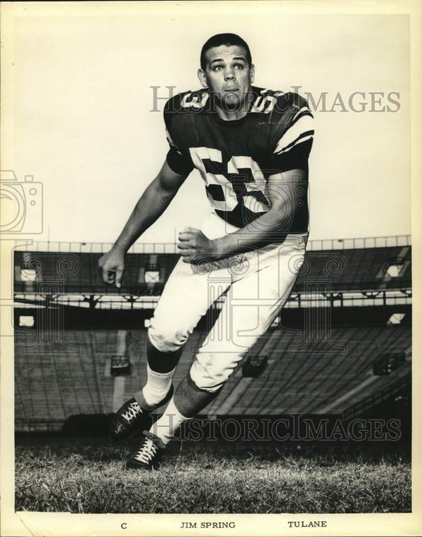 1964 Press Photo Jim Spring, Tulane Football Player - Historic Images