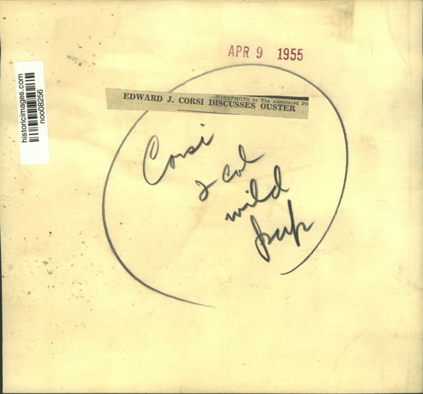 1955 Press Photo Edward J. Corsi discusses ouster - noo08256 - Historic ...
