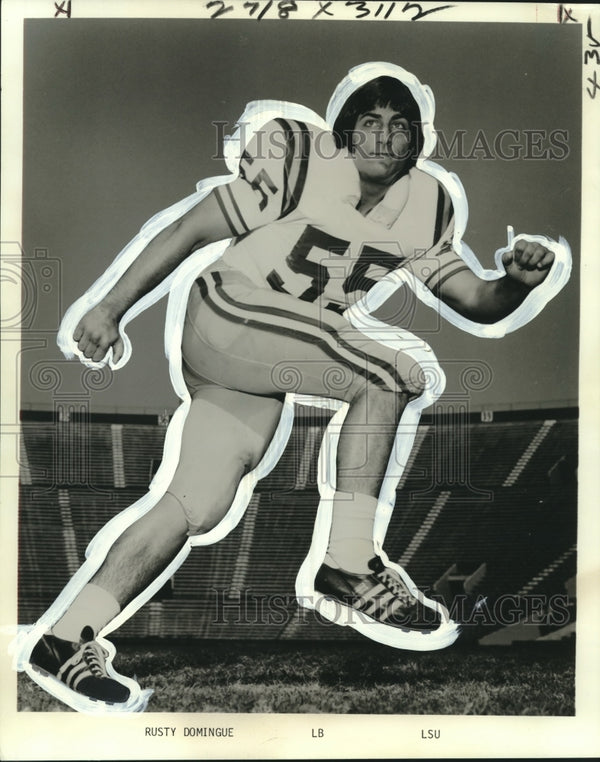 1976 Press Photo Rusty Domigue, linebacker for Louisiana State ...