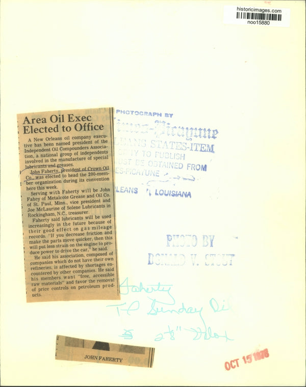 1978 Press Photo John Faherty-President Independent Oil Compounders ...