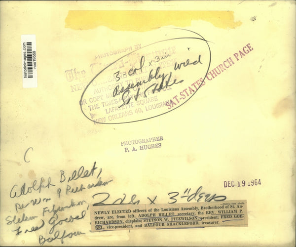 1964 Press Photo Officers of the Louisiana Assembly Brotherhood of St ...