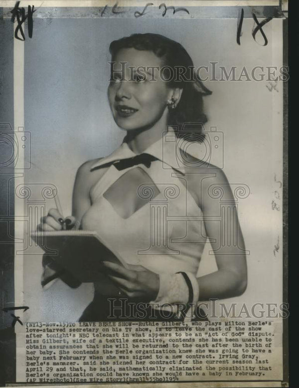 1954 Press Photo Actress Ruthie Gilbert - noo21654 - Historic Images