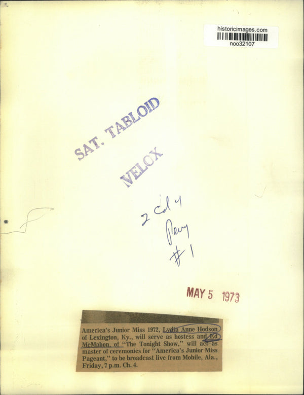 1973 Press Photo Lydia Anne Hodson, Junior Miss 1972, with Ed McMahon ...