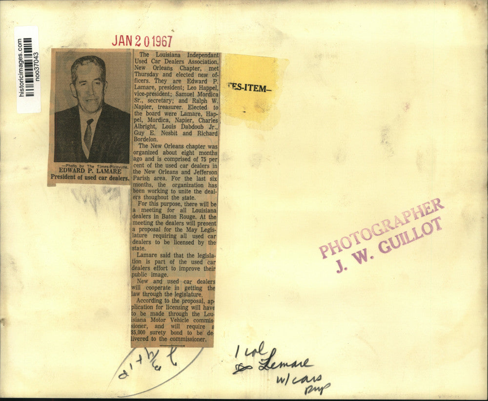 1967 Press Photo Officers of Louisiana Independent Used Car Dealer ...