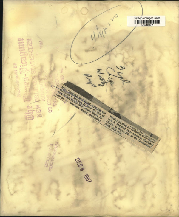 1967 Press Photo Corinne Morrison Hopkins & deLesseps Morrison Jr ...