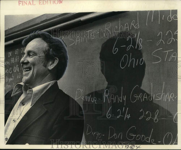 1974 Press Photo Football-Saints Coach John North happy with first ...