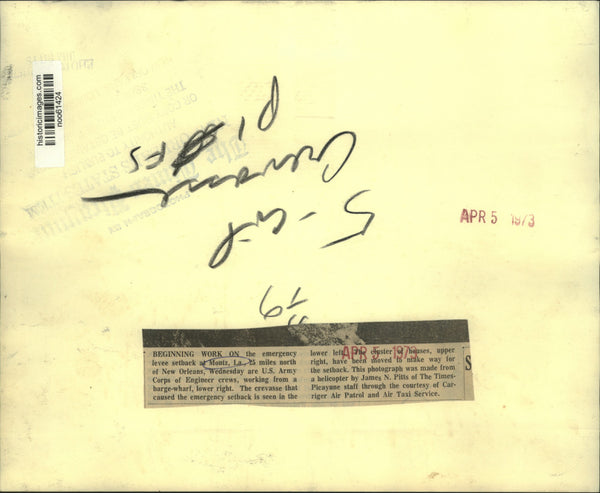 1973 Press Photo Montz, Louisiana levee setback construction by U.A ...