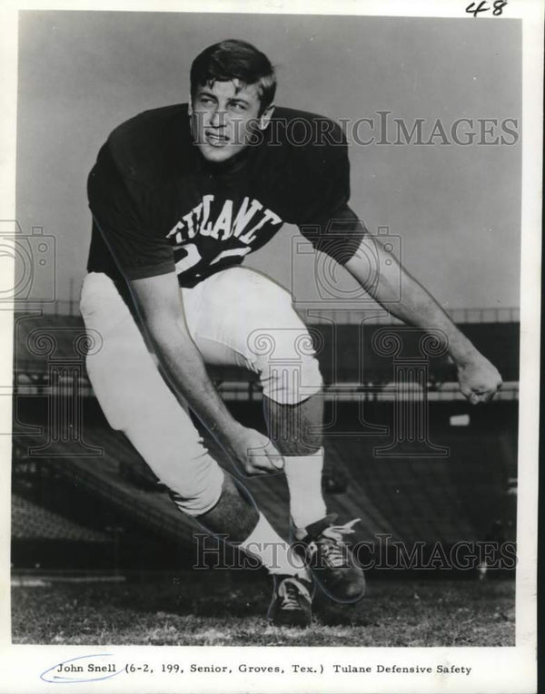 1968 Press Photo Tulane football defensive safety John Snell ...