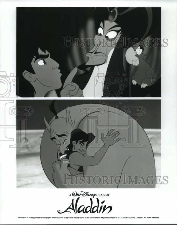 1993 Press Photo Scenes from Walt Disney's animate movie, Aladdin. - n ...