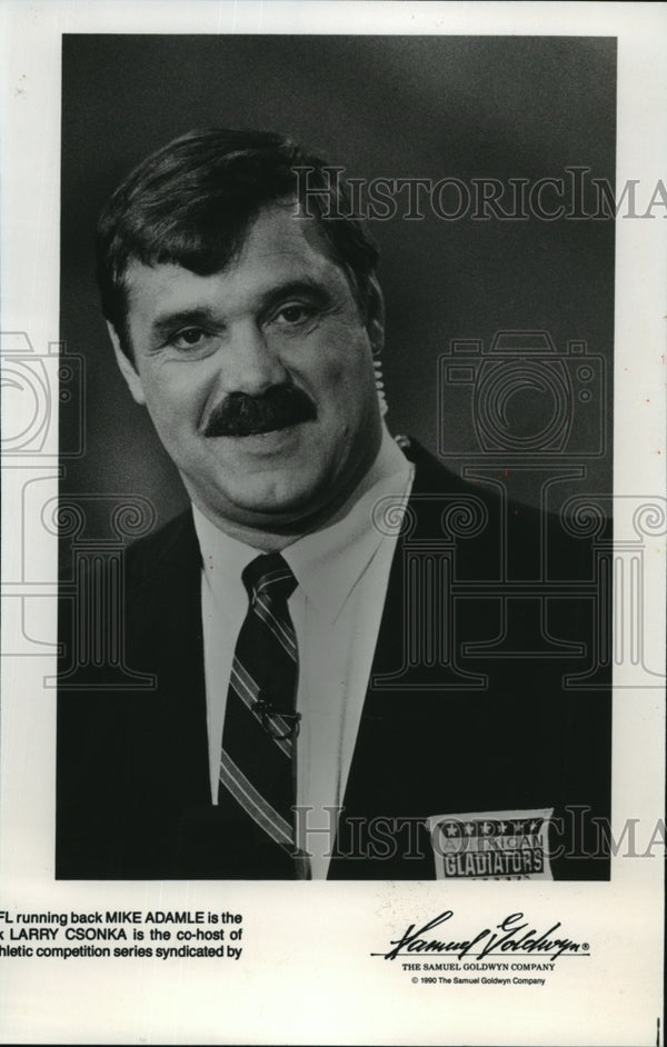 1990 Press Photo Larry Csonka co-hosts the American Gladiators. - nop0 ...