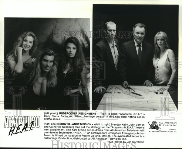1993 Press Photo Holly Floria, Fabio and Alison Armitage star in ...