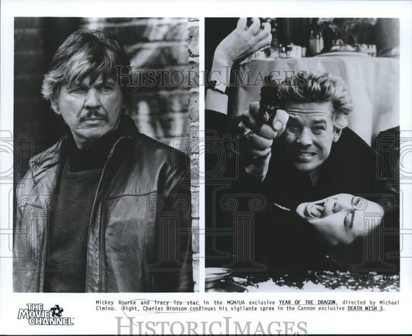 Press Photo Charles Bronson, then Mickey Rourke and Tracy Tzu in movie ...