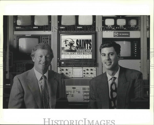 1990 Press Photo Sports Commentator Larrry Matson & Joe Amato of Saints ...