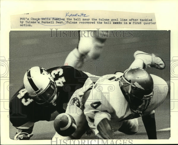 1985 Press Photo Burnell Dent, Tulane Football Player at Florida State ...