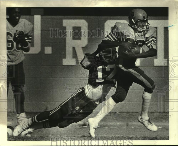 1982 Press Photo High school football player Norman Jefferson vs ...