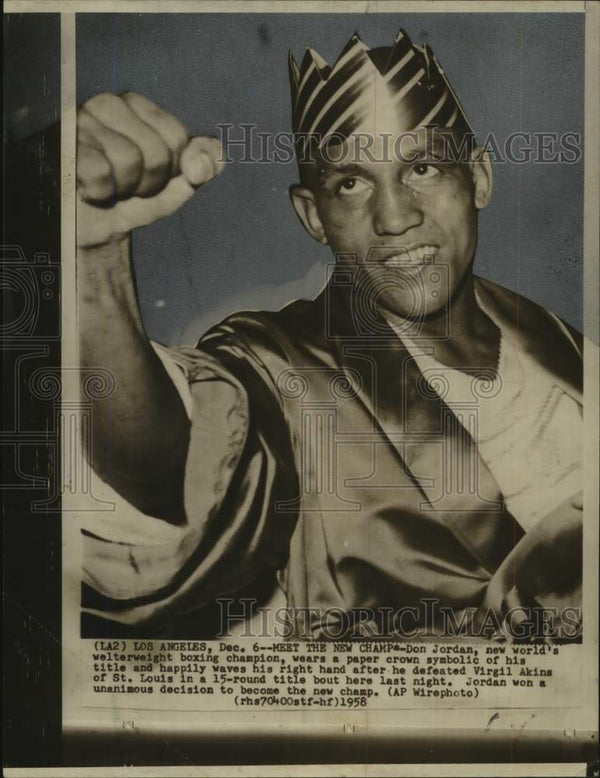 1958 Press Photo Welterweight Boxing Champion Don Jordan - nos18138 ...