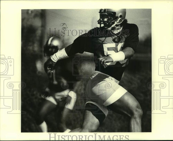 1980 Press Photo New Orleans Saints football player Reggie Mathis in p ...