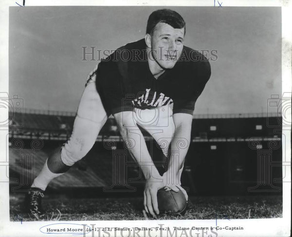 1968 Press Photo Tulane football player Howard Moore is ready to hike ...