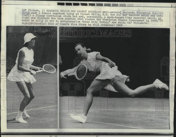 1968 Press Photo Tennis star Gussie Moran at the U.S. Open - nos28572 ...