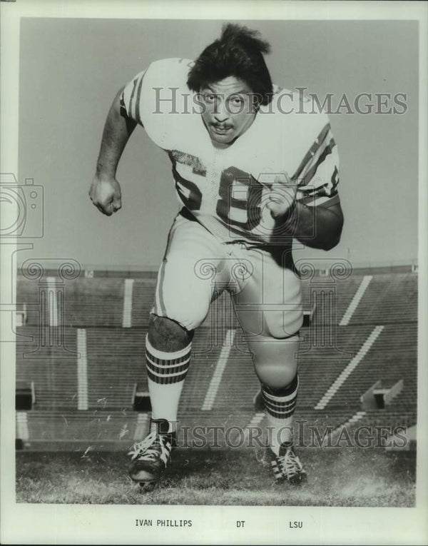 1980 Press Photo LSU football player Ivan Phillips runs in practice ...
