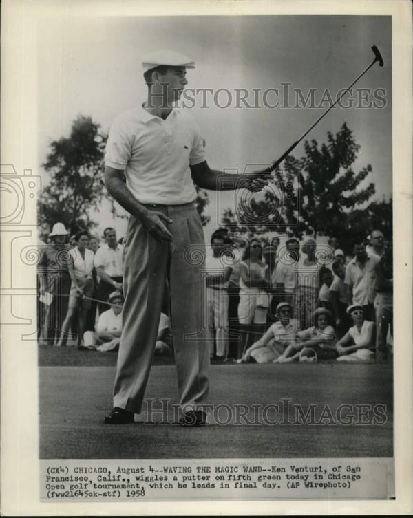 1958 Press Photo Ken Venturi leading on final day of Chicago Open golf ...