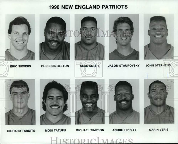 1990 Press Photo Members of the New England Patriots football team ...