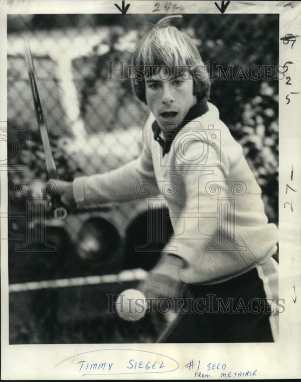 1977 Press Photo Timmy Siegel plays in Sugar Bowl Tennis Tournament ...