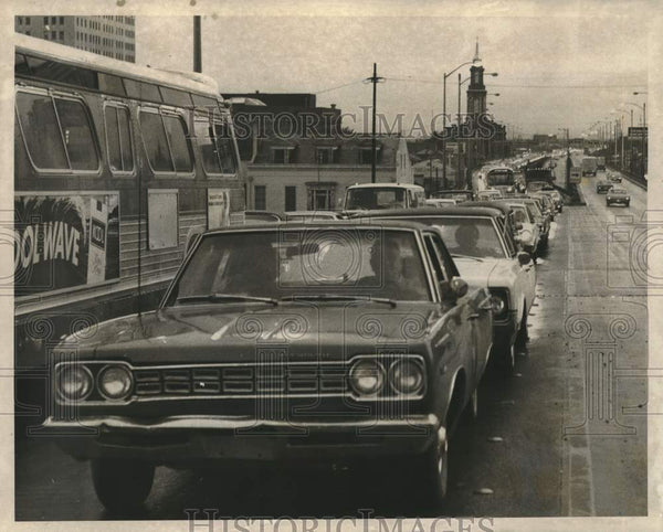 1970 Press Photo Pontchartrain Expressway river-bound traffic at Camp ...
