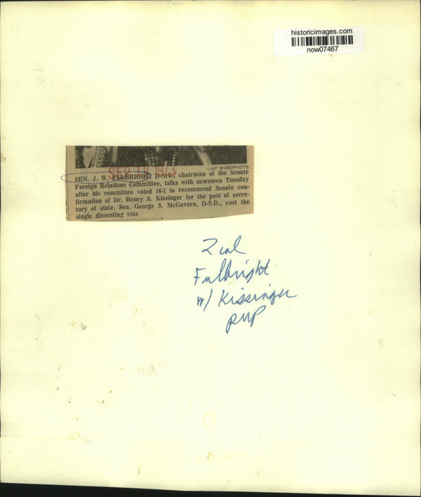 1973 Press Photo Senator J.W. Fulbright, D-AR at news conference in ...