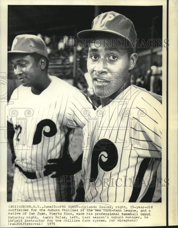 1975 Press Photo Orlando Isales, 15-year-old outfielder makes debut ...