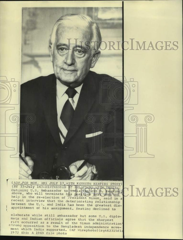 1969 Press Photo Outgoing U.S. Ambassador to India Kenneth B. Keating ...